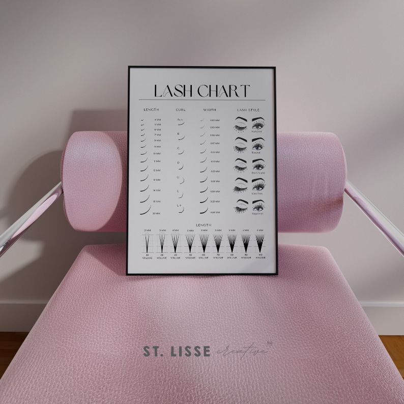 Digital Printable Lash Chart Lash Guide Lash Chart Eyelash - Etsy