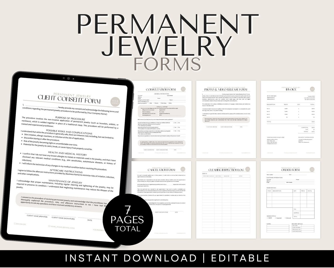 Permanent Jewelry Forms - Permanent Jewelry Waiver Template, Jewelry ...
