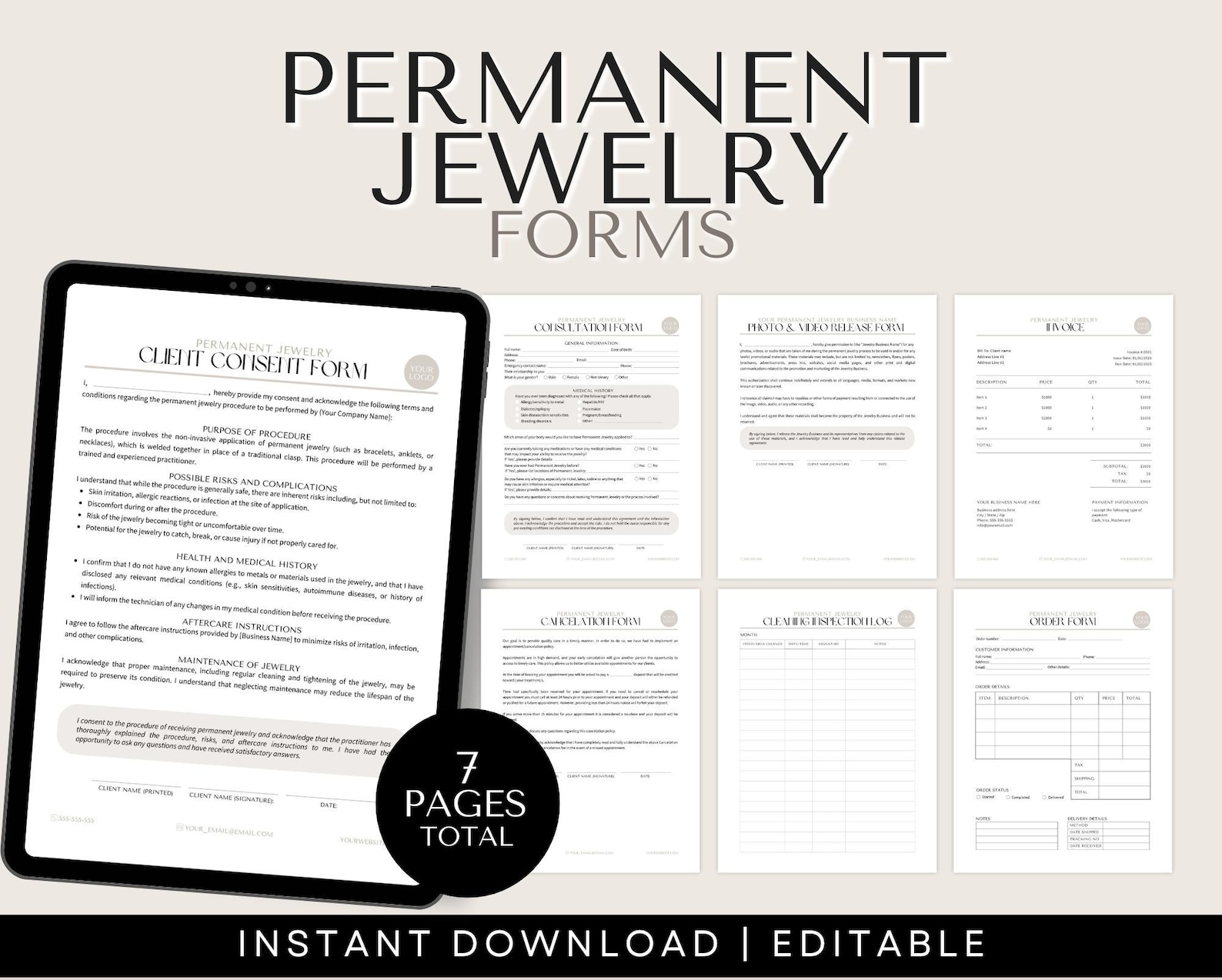 Permanent Jewelry Forms - Permanent Jewelry Waiver Template, Jewelry ...
