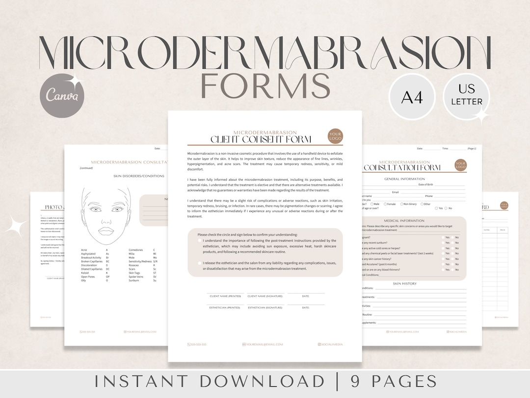 Microdermabrasion Consent Forms Microdermabrasion Consultation Forms, Esthetician Medspa Form ...