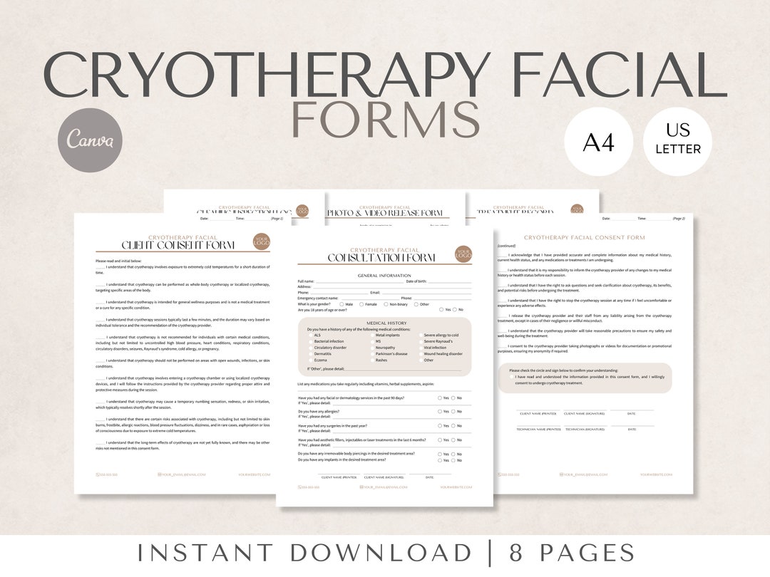Cryotherapy Consent Form - Cryo Facial Intake Form Cryotherapy ...