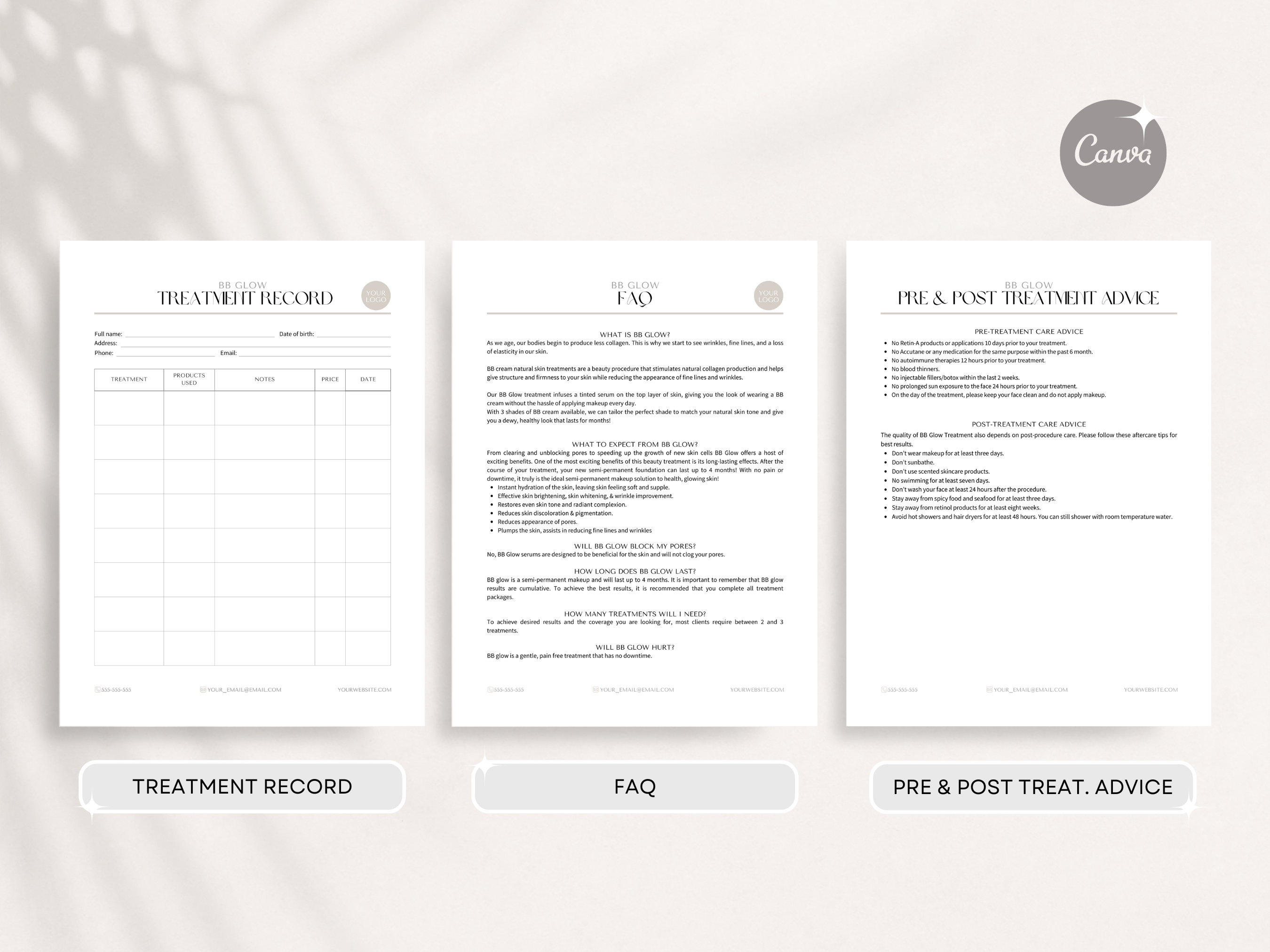 Bb Glow Consent Forms Bb Glow Intake Form Bb Glow Waiver Bb Glow Facial ...