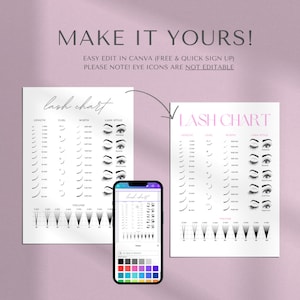 Digital Printable Lash Chart | Lash Guide Lash Chart Eyelash Extension ...