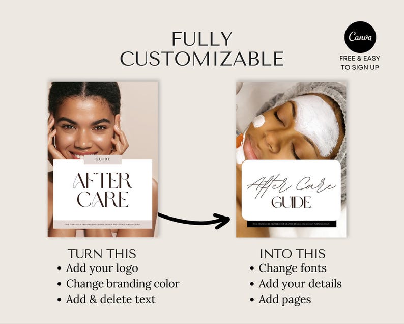 Editable After Care Guide Templates - Beauty Client Guide, Consult ...