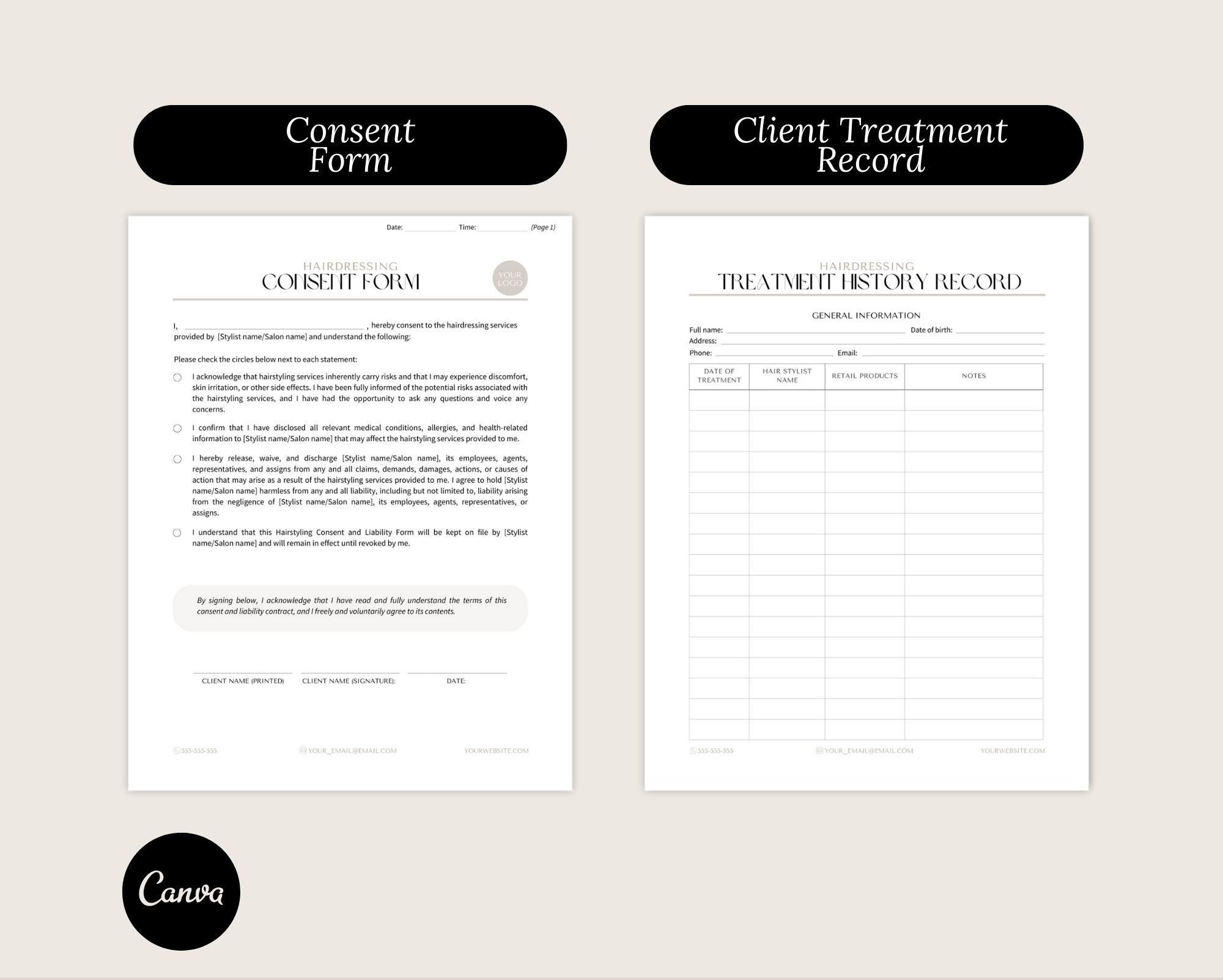 Hairdressing Forms - Hair Consent and Consultation Forms, Hair ...