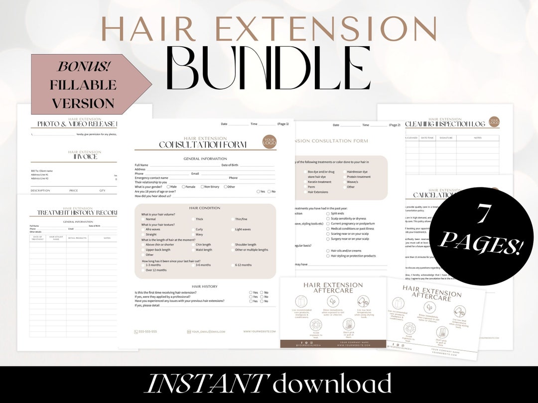 Hair Extension Consent Forms Hair Extension Consultation Form Client ...