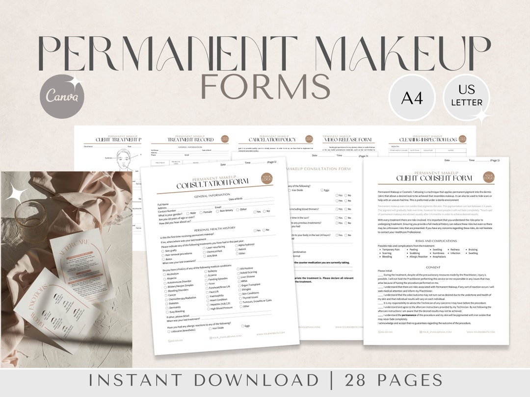 PMU Consent Forms Permanent Makeup Consent Form Pmu Client Forms Pmu ...