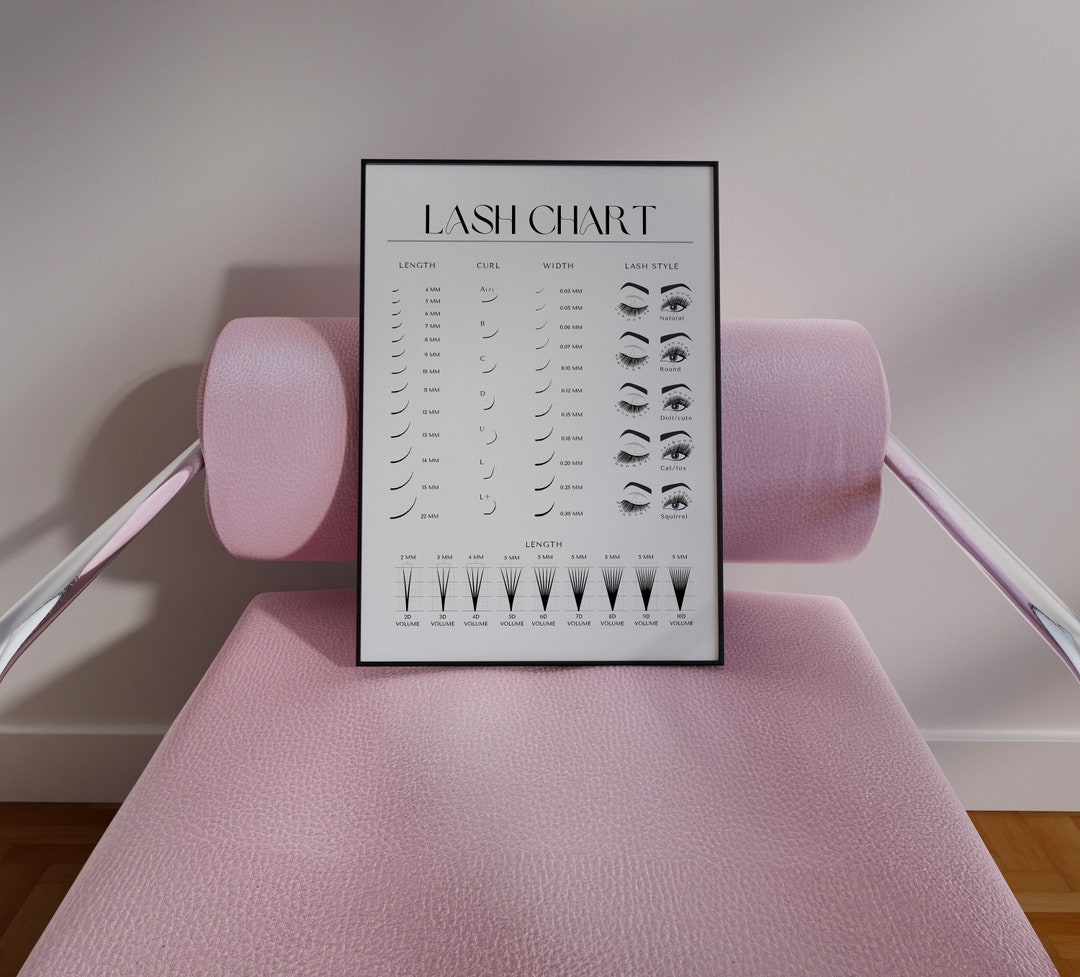 Digital Printable Lash Chart Lash Guide Lash Chart Eyelash - Etsy