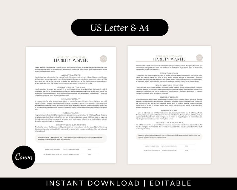 Liability Waiver Form | Esthetician Liability Form, General Liability ...