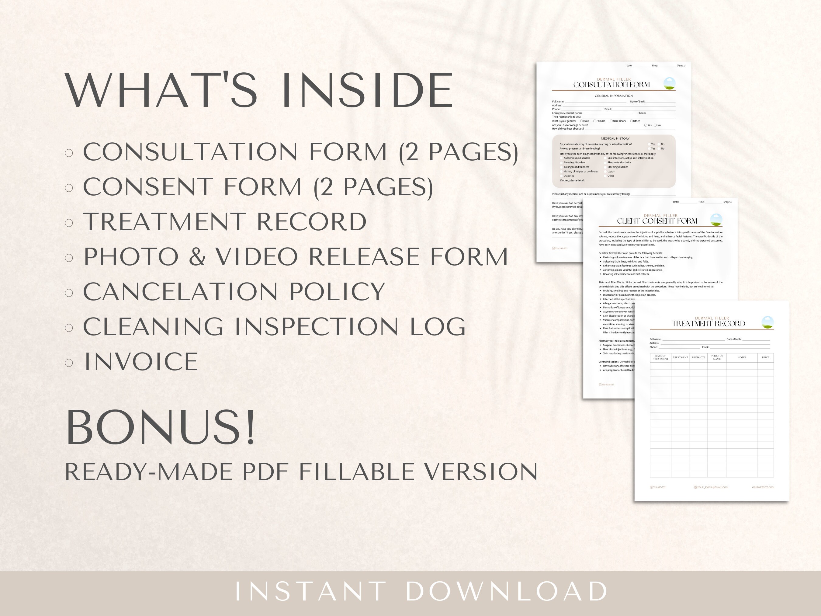 Dermal Filler Consent Forms Dermal Filler Forms Dermal - Etsy