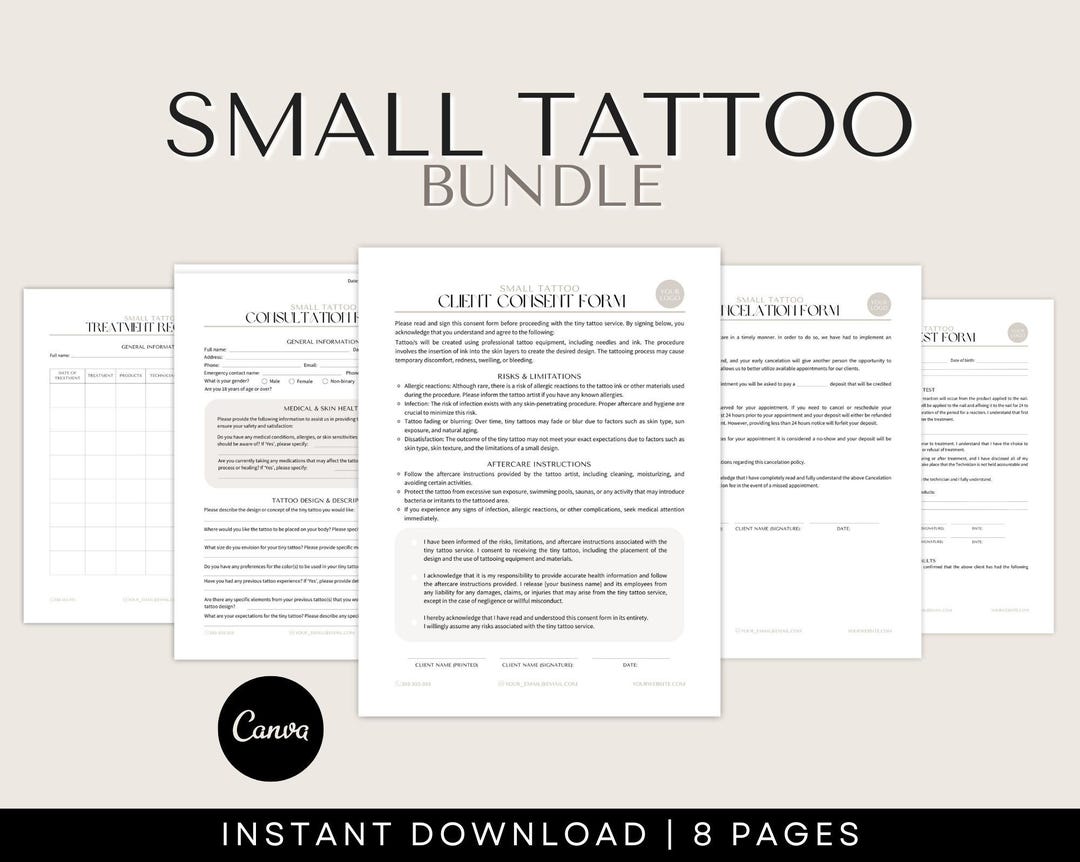Small Tattoo Consent Forms - Fine Line Tattoo Consent Forms, Tiny ...