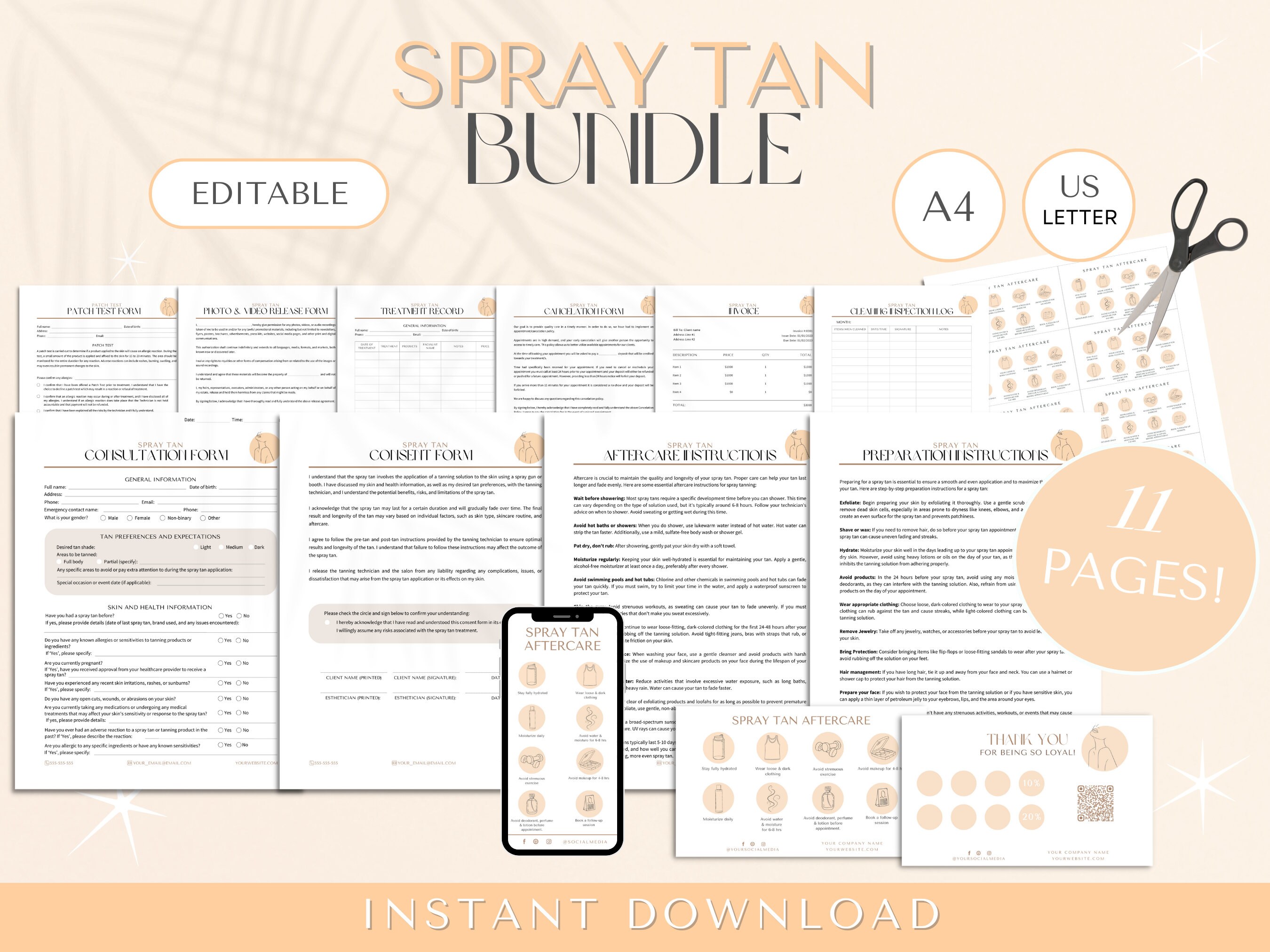 Spray Tan Consent Forms Spray Tan Forms, Spray Tan Aftercare Cards ...