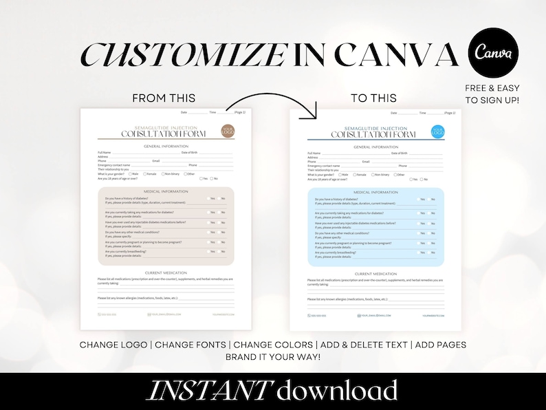 Semaglutide Injection Intake Form Semaglutide Consent Form, Weight Loss ...