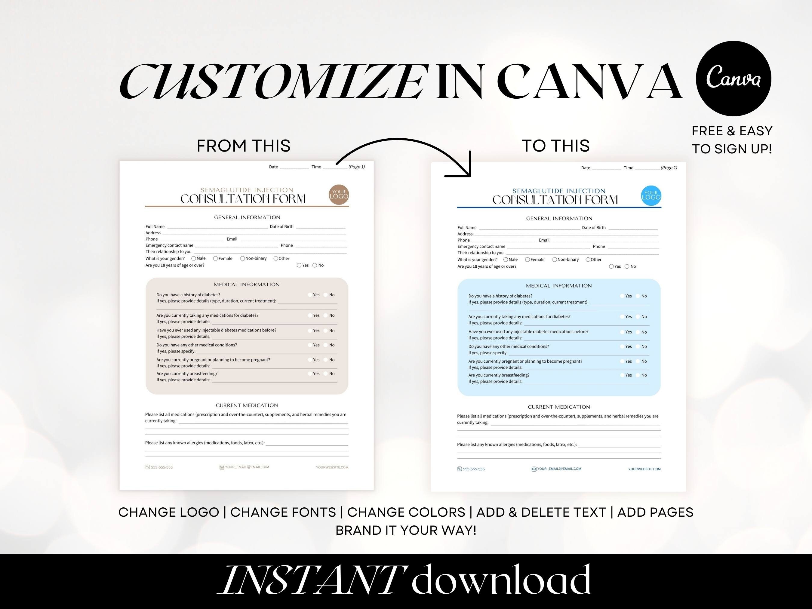 Semaglutide Injection Intake Form Semaglutide Consent Form, Weight Loss ...