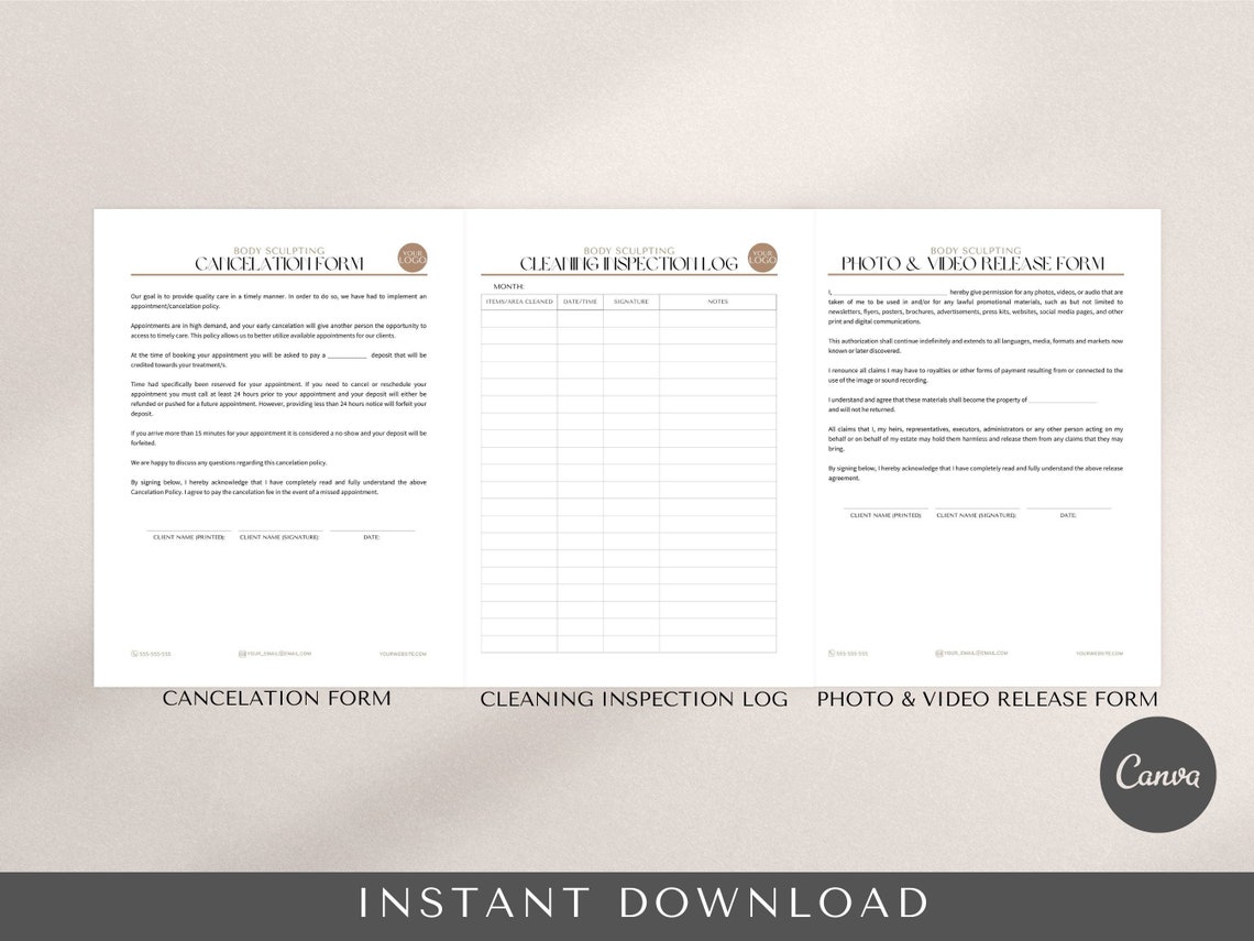 Body Sculpting Forms and Aftercare Card Body Sculpting Aftercare Card ...