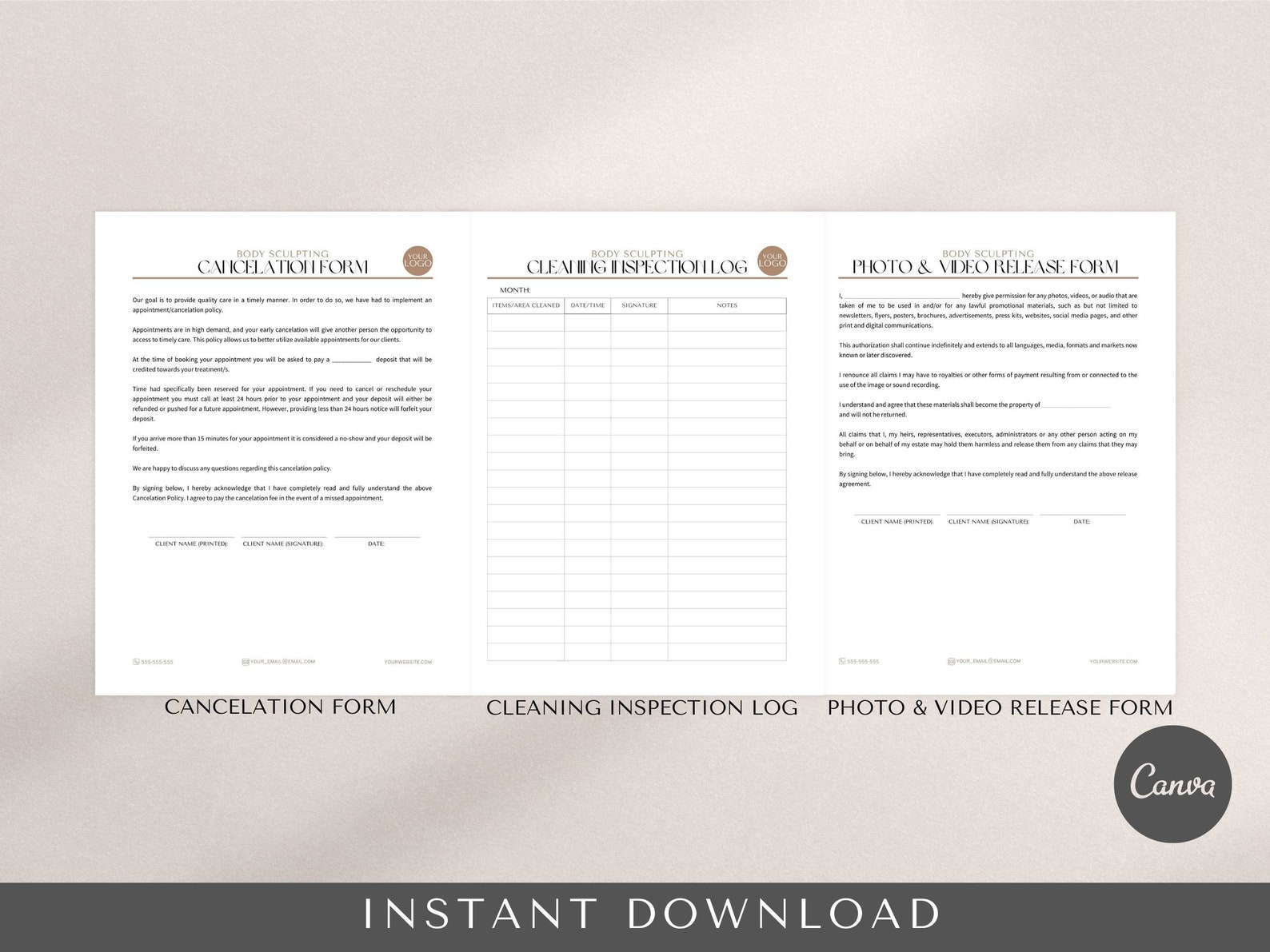 Body Sculpting Forms and Aftercare Card Body Sculpting Aftercare Card ...