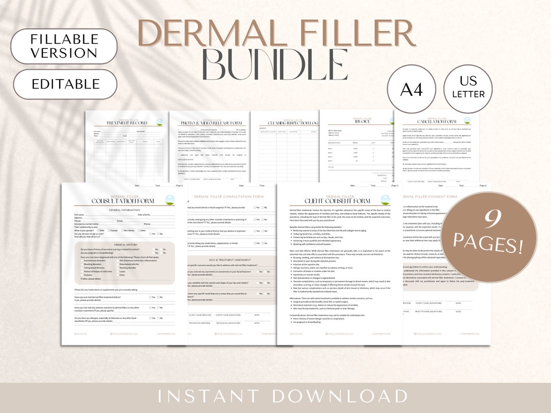 Dermal Filler Consent Forms Dermal Filler Forms Dermal - Etsy
