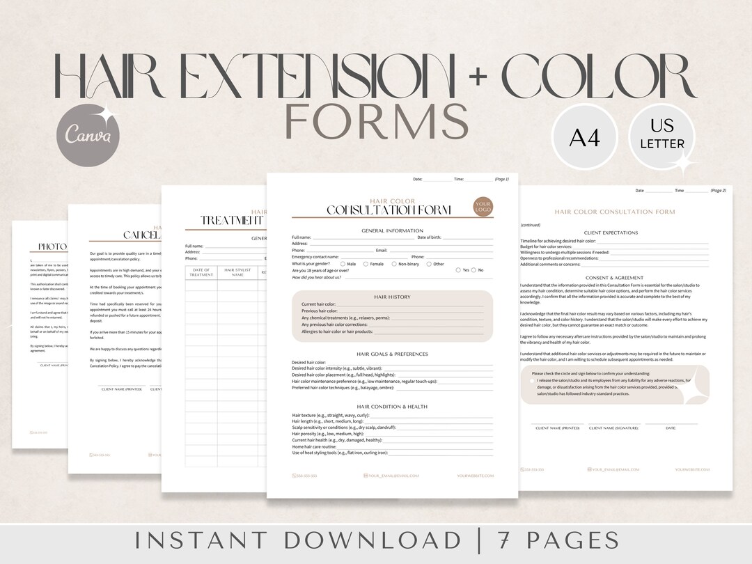 Hair Consent Forms - Hair Extension Consultation Form Hair Color ...