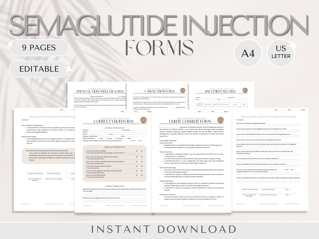 Semaglutide Injection Intake Form Semaglutide Consent Form, Weight Loss ...