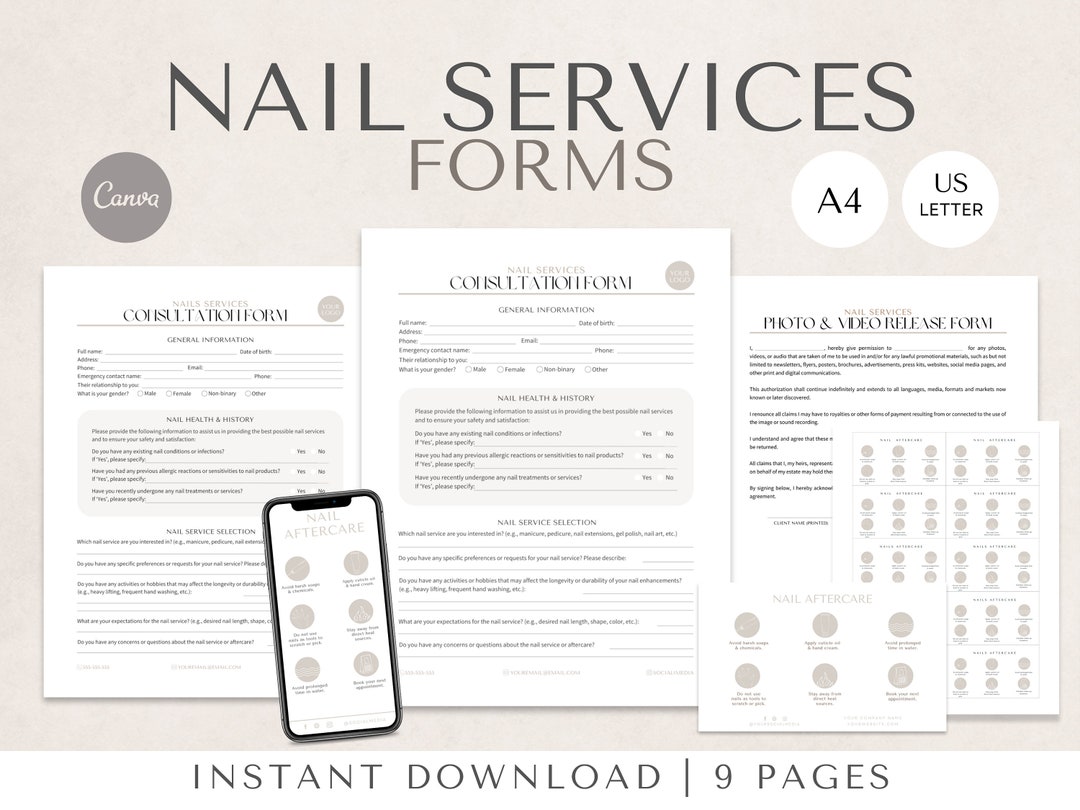 Nail Consent Forms Nails Consultation Form, Form Nail Extensions, Paper ...