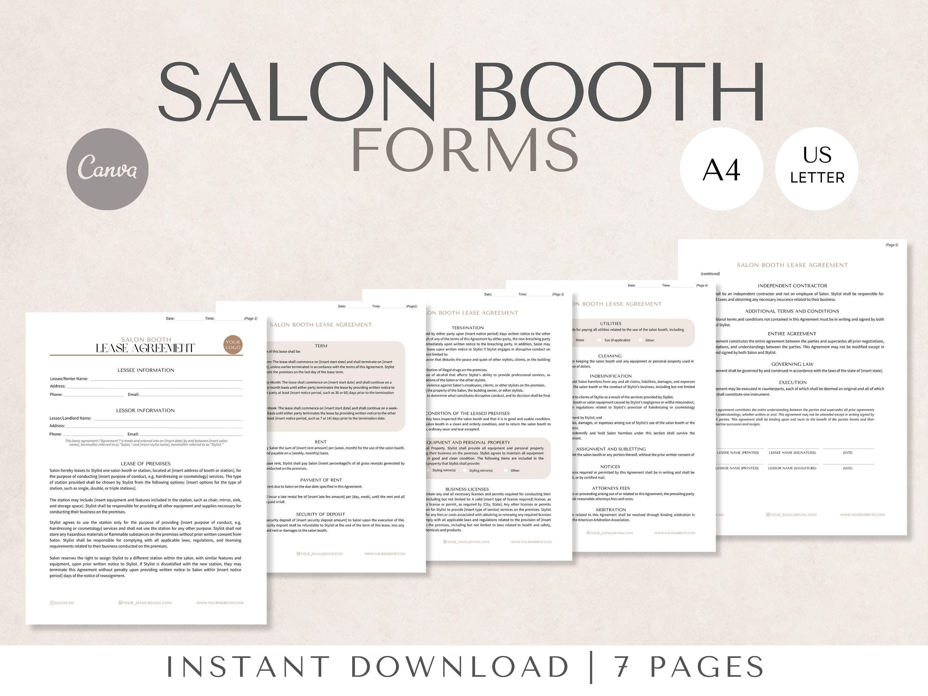 Professional Salon Booth Rental Contract Editable Booth Rental ...