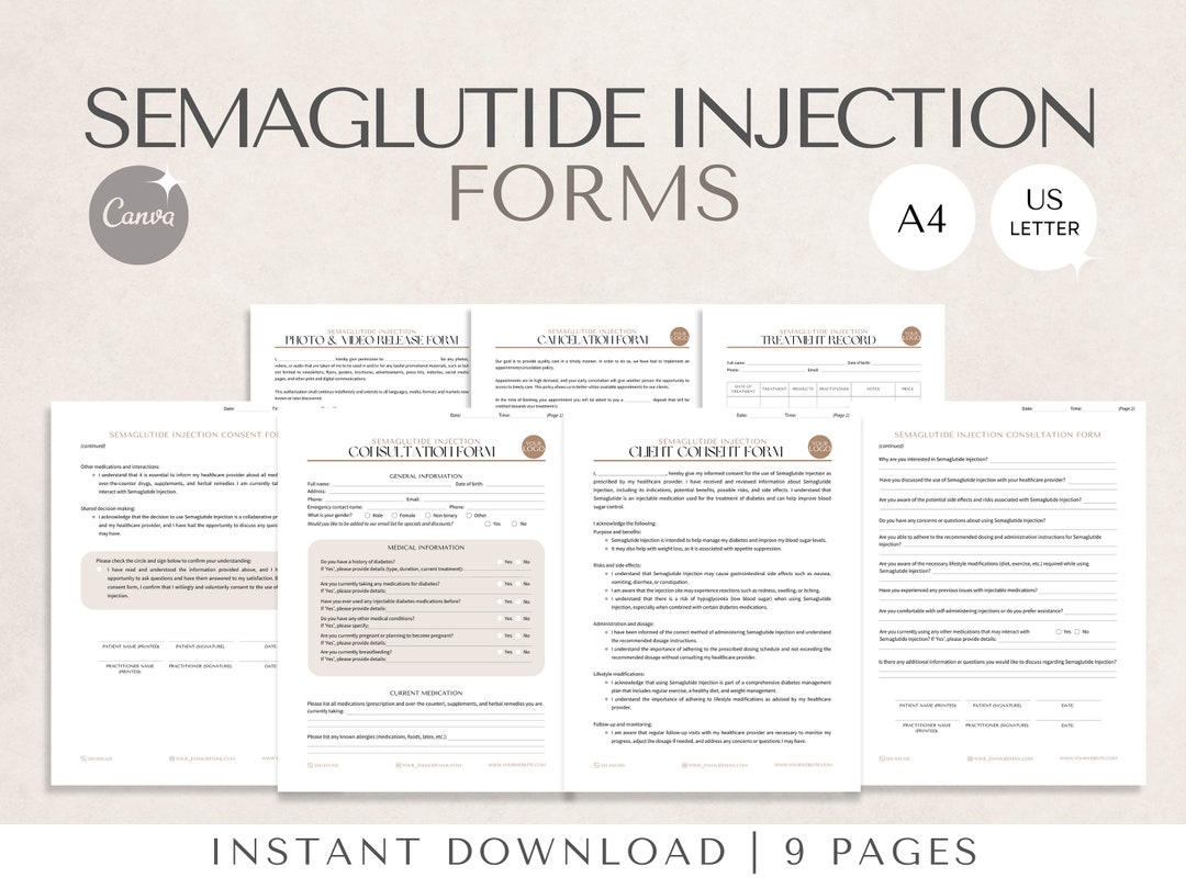 Semaglutide Injection Intake Form Semaglutide Consent Form, Weight Loss ...