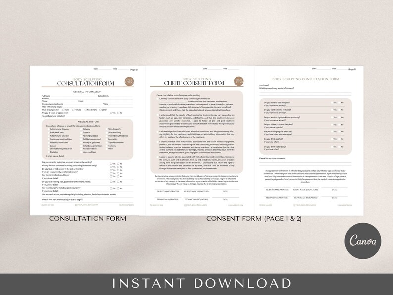 Body Sculpting Forms and Aftercare Card Body Sculpting Aftercare Card ...