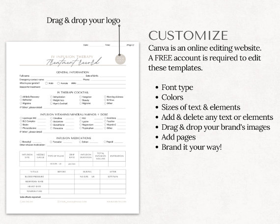 IV Therapy Form Template Bundle - Elective IV Infusion Consent Form, IV ...