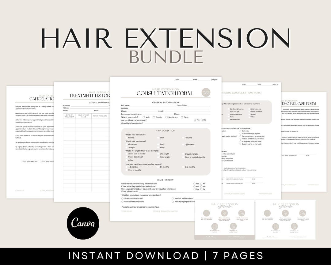 Hair Extension Consent Forms - Hair Extension Consultation Form Client ...