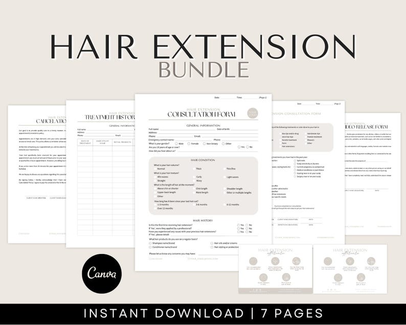 Hair Extension Consent Forms - Hair Extension Consultation Form Client ...