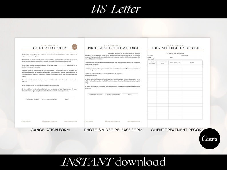 Hair Extension Consent Forms Hair Extension Consultation Form Client ...