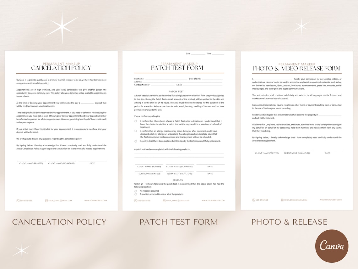 Pmu Consent Forms Permanent Makeup Consent Forms Pmu Aftercare - Etsy ...
