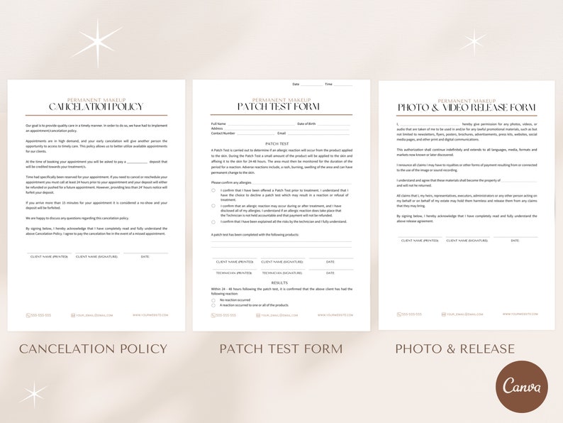 Pmu Consent Forms Permanent Makeup Consent Forms Pmu Aftercare - Etsy