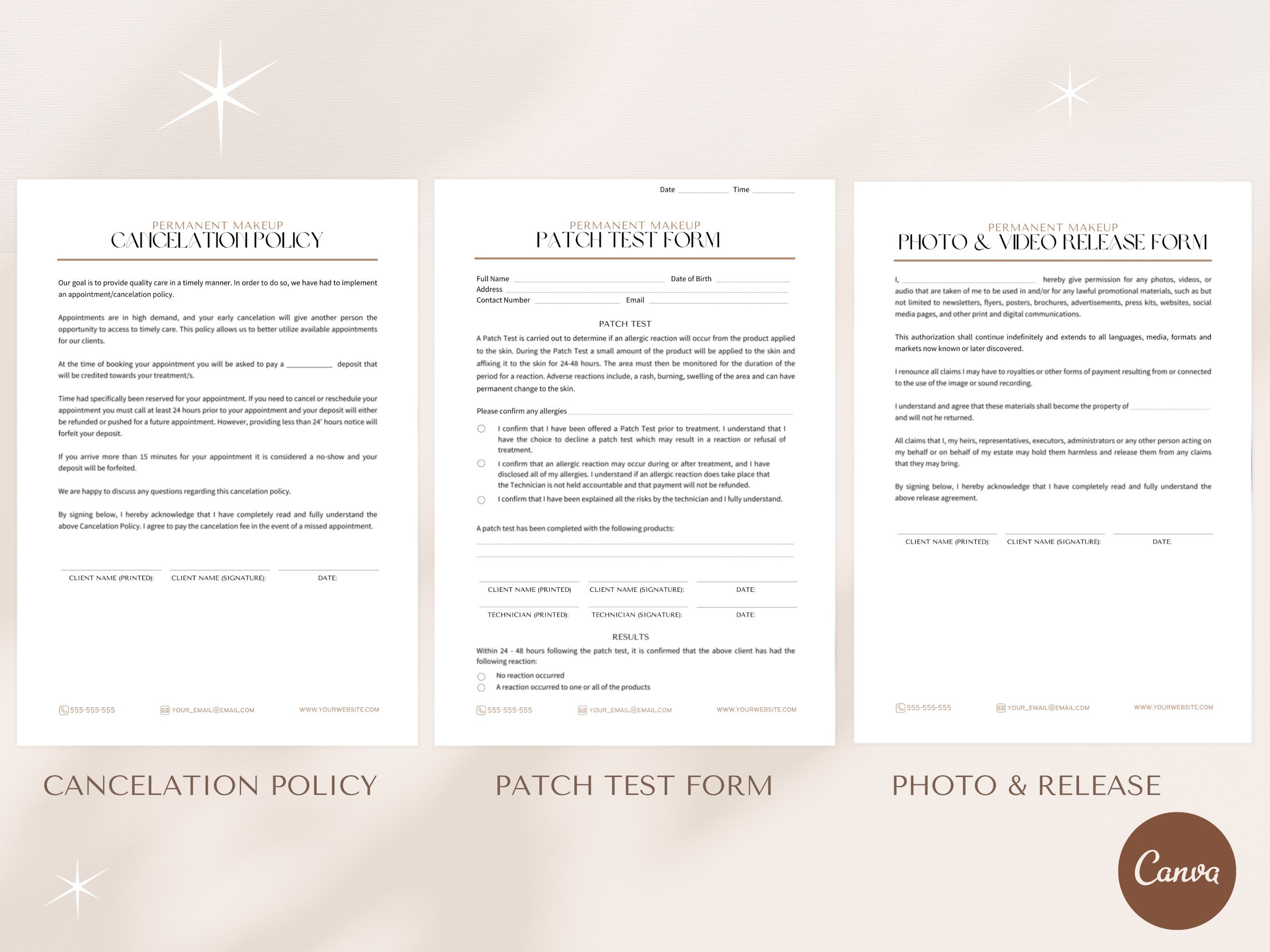 Pmu Consent Forms Permanent Makeup Consent Forms Pmu Aftercare - Etsy ...