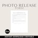 Photo Release Form - Photo Consent Form, Photo Release Form Template ...