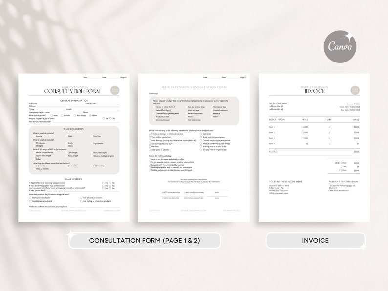 Hair Extension Consent Forms - Hair Extension Consultation Form Client ...