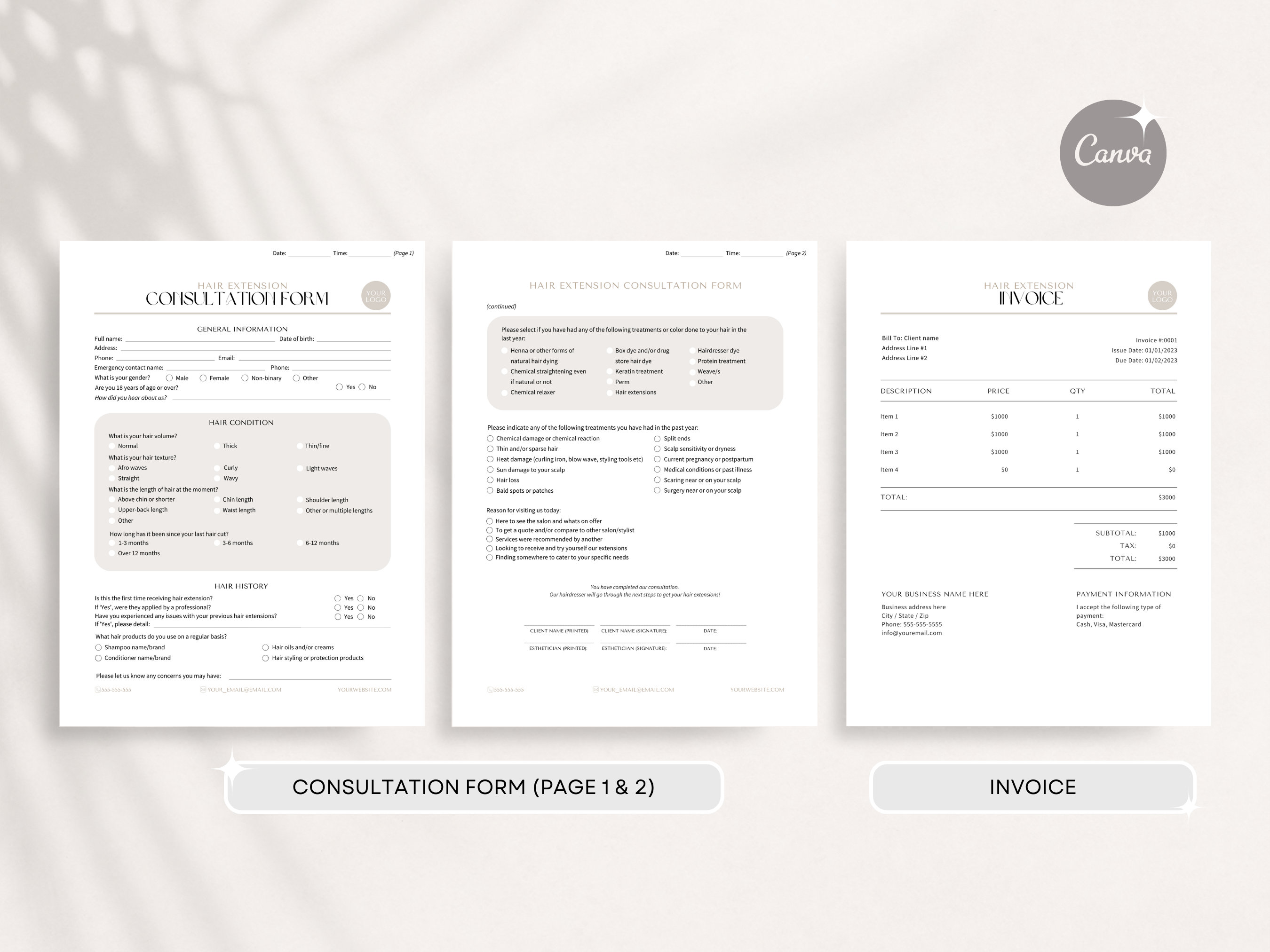 Hair Extension Consent Forms - Hair Extension Consultation Form Client ...