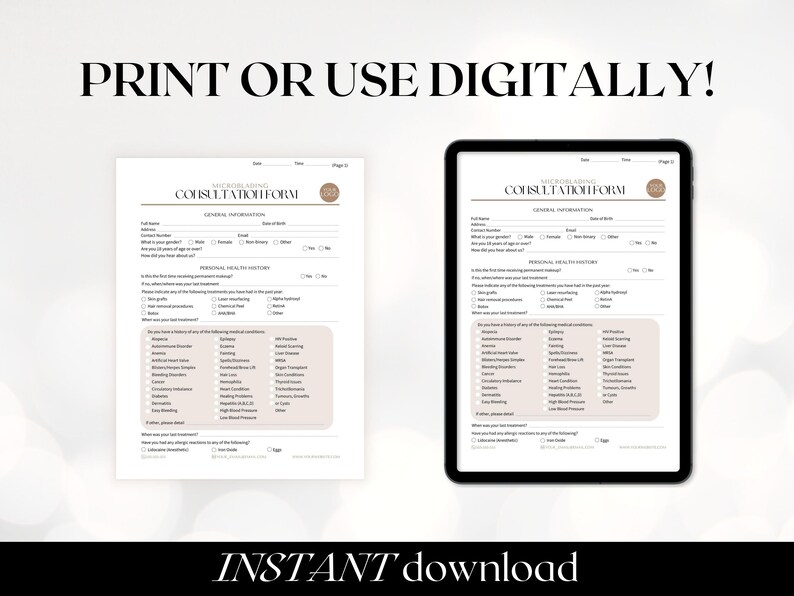 Microblading Consent Forms Microblading Aftercare Card - Etsy