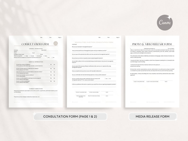 Semaglutide Injection Intake Form Semaglutide Consent Form, Weight Loss ...