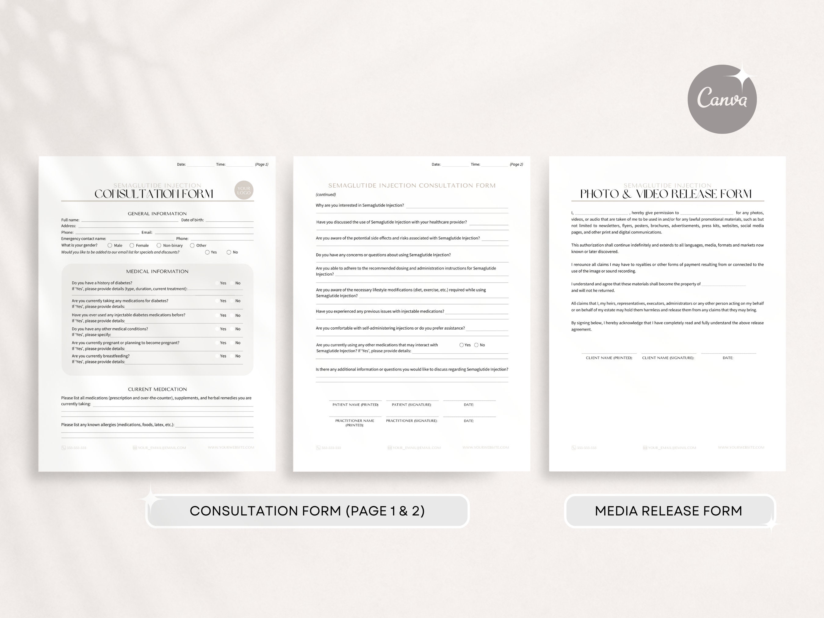 Semaglutide Injection Intake Form Semaglutide Consent Form, Weight Loss ...