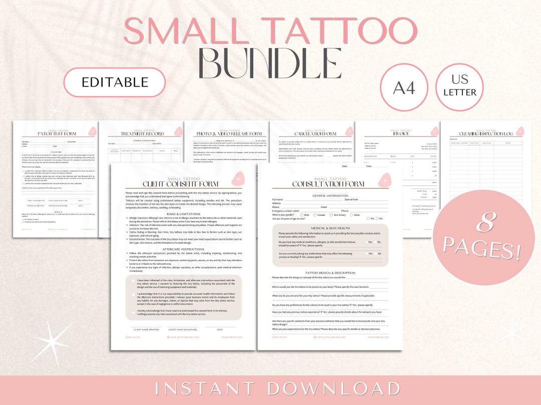 Small Tattoo Consent Forms Fine Line Tattoo Consent Forms, Tiny Tattoo ...
