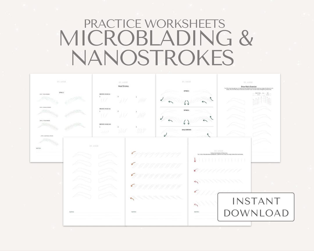 Microblading Pattern Nano Brow Pattern Microblading Practice Sheets