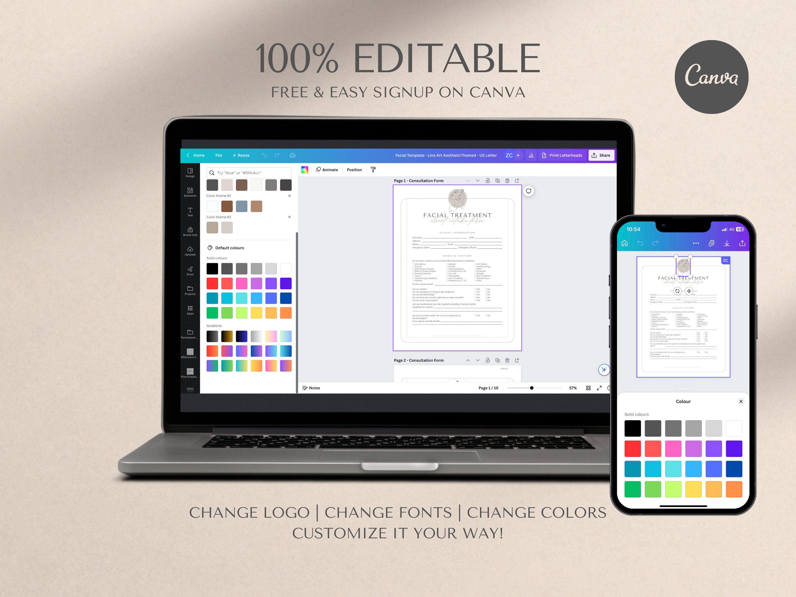 Facial Treatment Forms - Facial Patient Facial Intake Forms, Facial ...