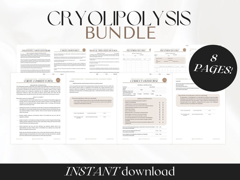 Cryolipolysis Consent Forms Cryolipolysis Consultation Form - Etsy