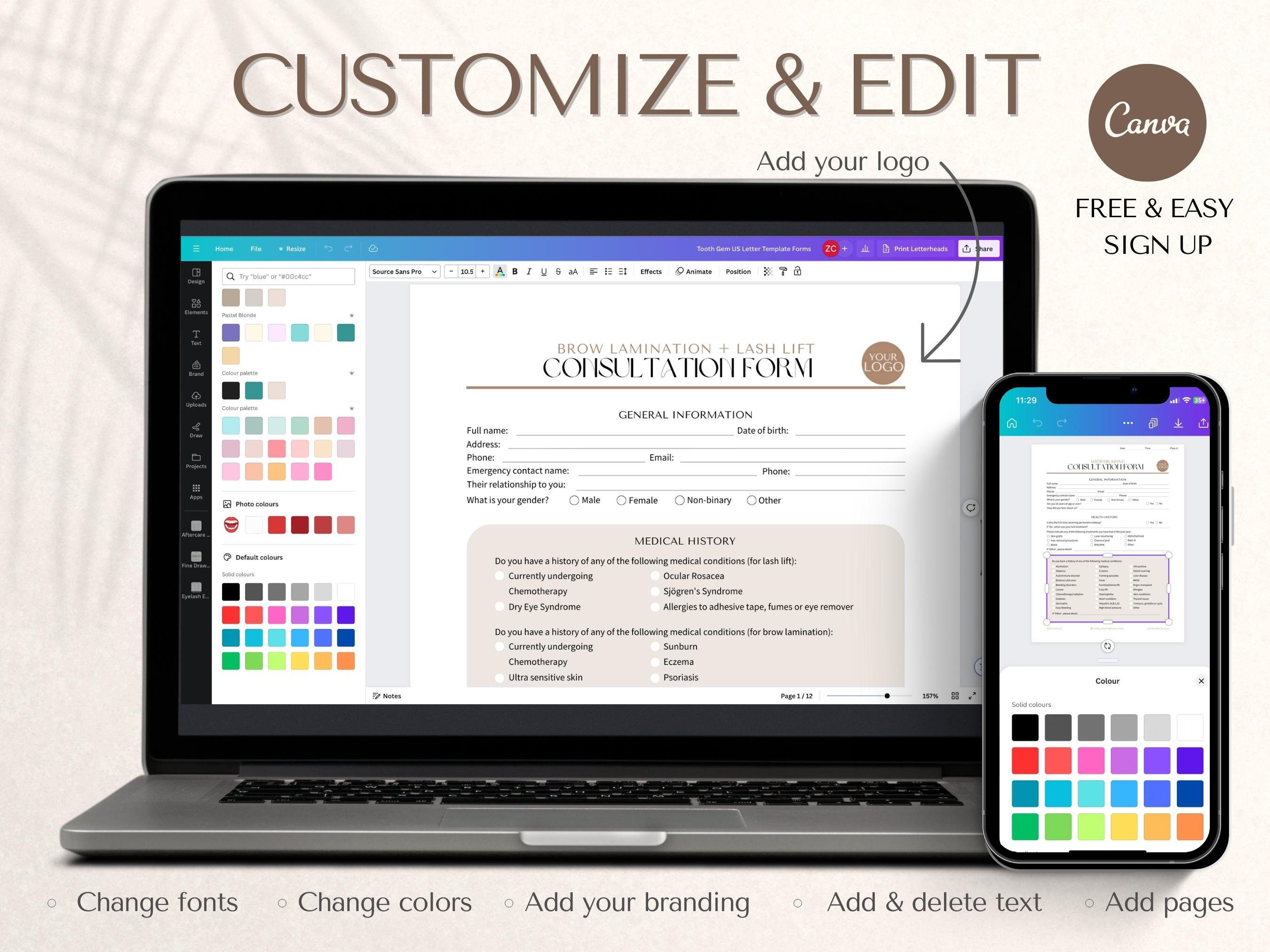 Brow Consent Forms Brow Lamination Tint Forms, Brow Tint Form Brow Tint Aftercare, Eyelash Tint ...