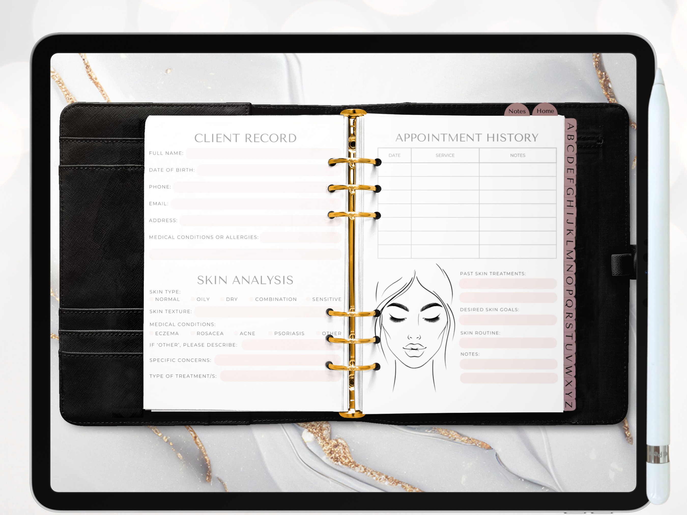 Esthetician Client Record Book Facial Digital Tracker & Skin Analysis ...