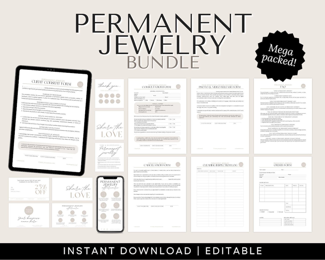 Permanent Jewelry Waiver Template - Permanent Jewelry Forms, Jewelry ...