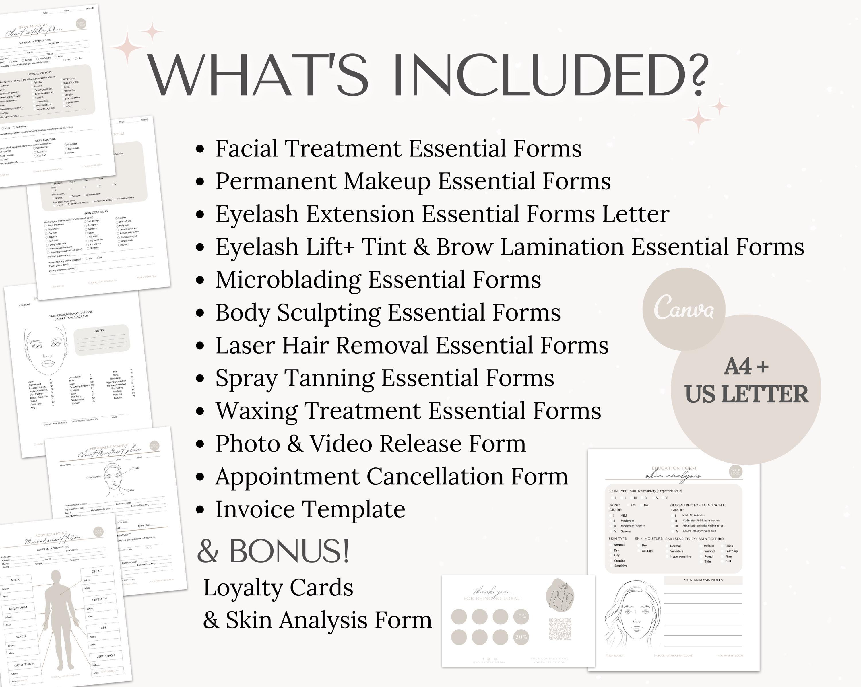Esthetician Forms - Editable Esthetician Consent Forms, Esthetician ...