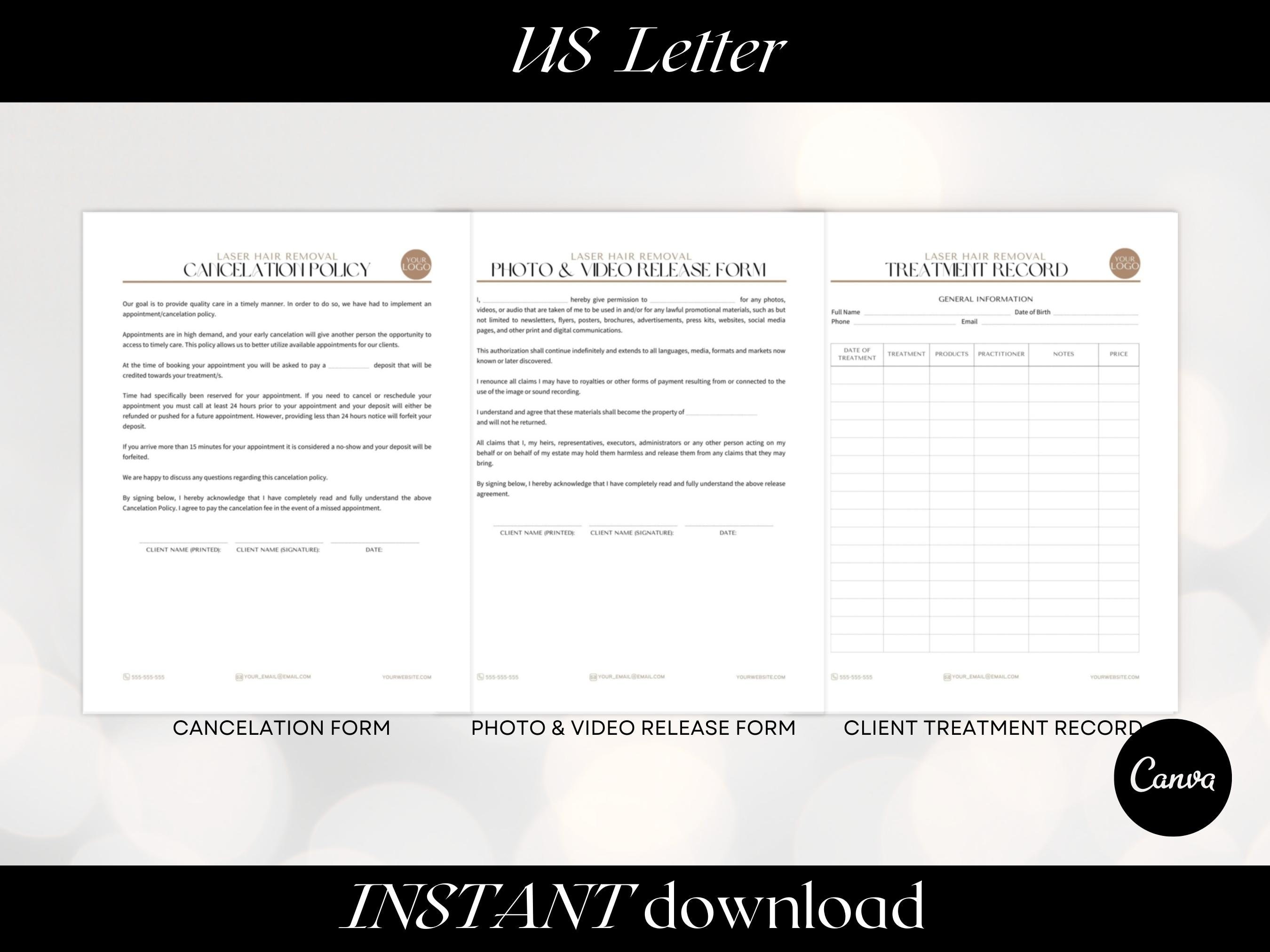 Laser Hair Removal Forms Laser Removal Form Laser Hair Removal Consent ...