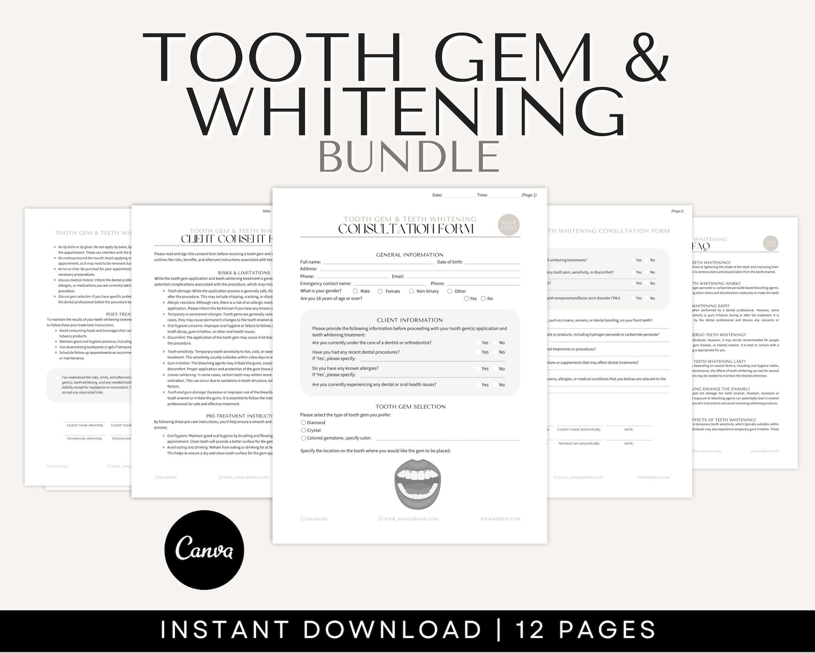 Tooth Gem and Whitening Forms - Tooth Gem Consent Forms, Tooth Gem ...